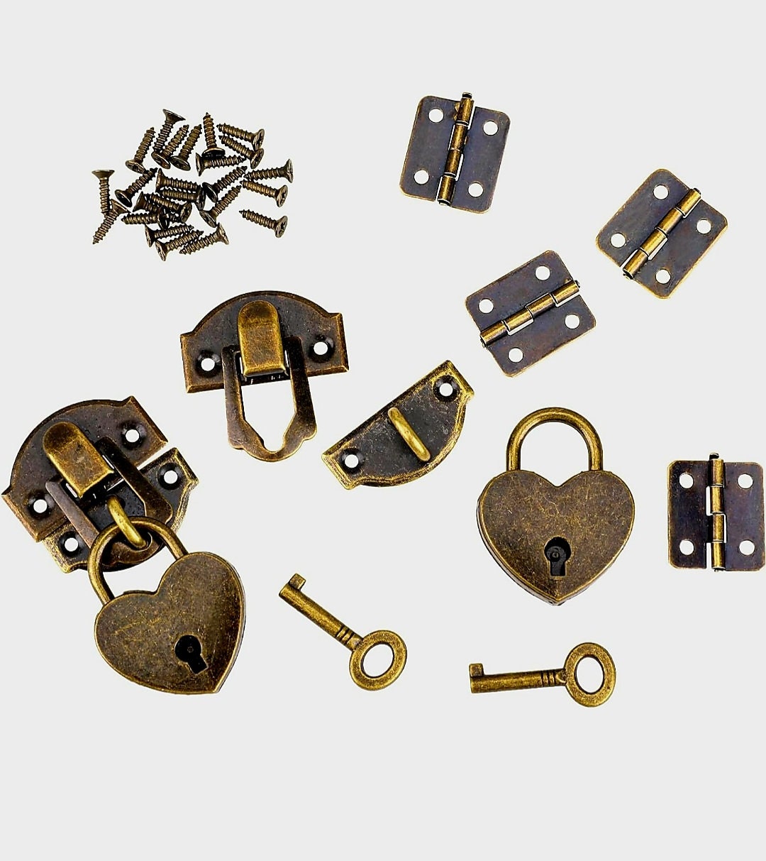 2 Set Antique Bronze Hasp Latch 27 X 30 Mm Hasp Latch Mini Box Hinges ...
