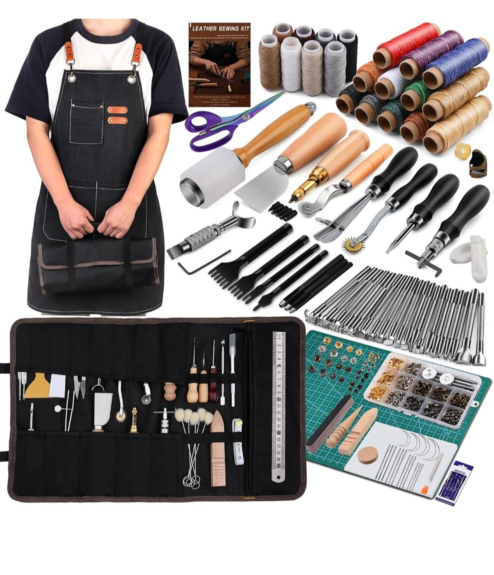 Leather Craft Tools Leather Working Tools Kit With Custom Storage Bag ...