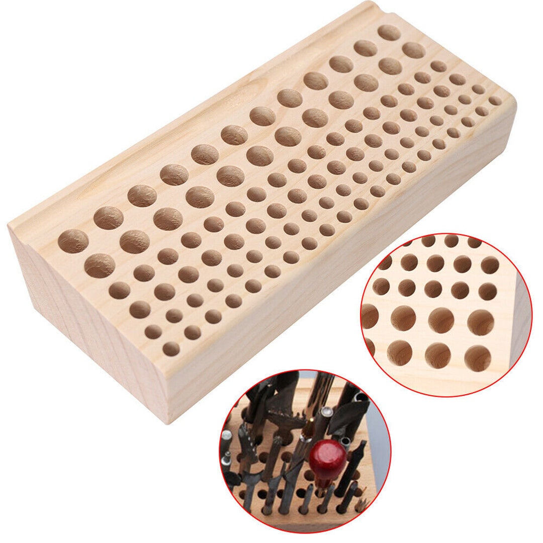 98 Holes Leather Craft Tool Holder Wooden Rack Punch Organizer for ...