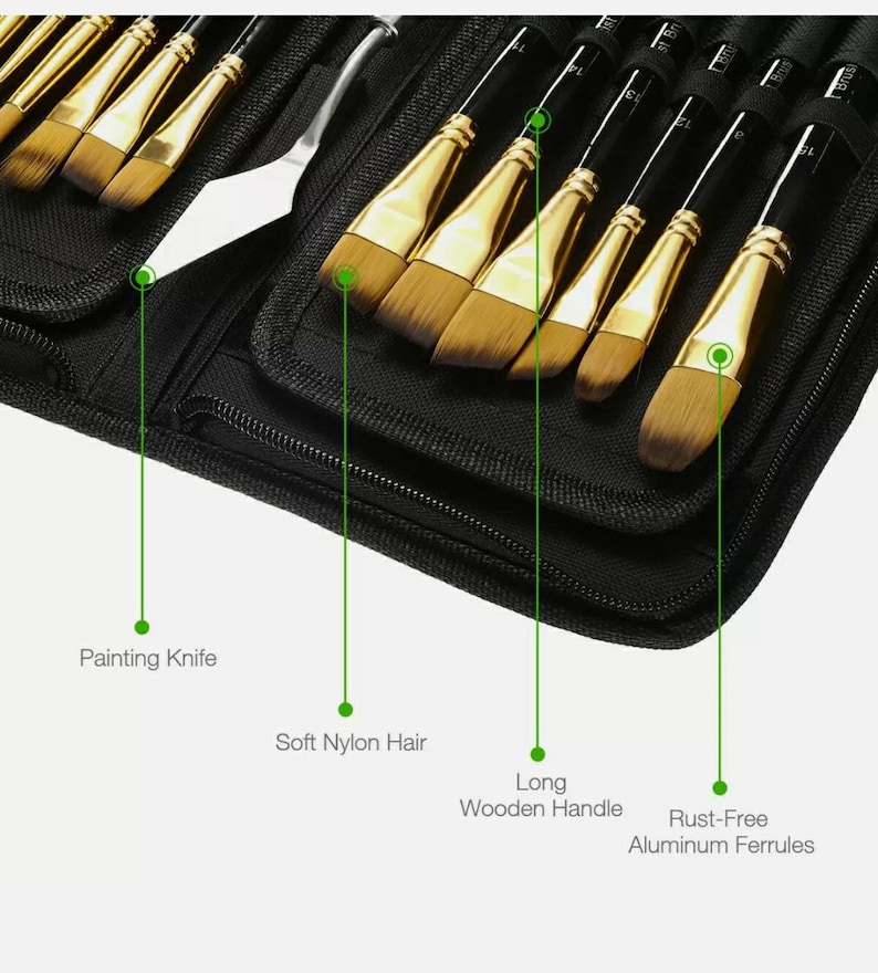 Artist Paint Brushes Set Acrylic Oil Watercolour Painting | Etsy