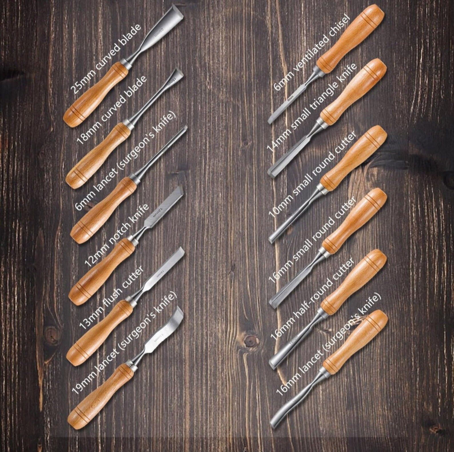 Wood Carving Hand Chisel Tool Set Professional Woodworking L 12 PCS - Etsy
