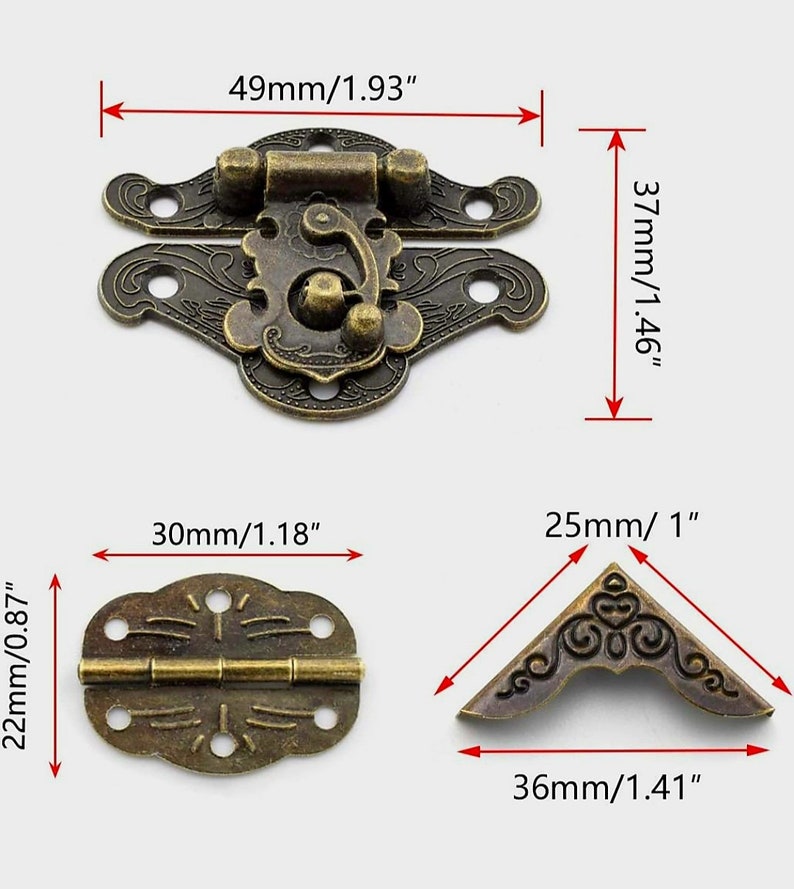 Antique Jewelry Box Latch Buckle Hinges and Corner Protectors ...