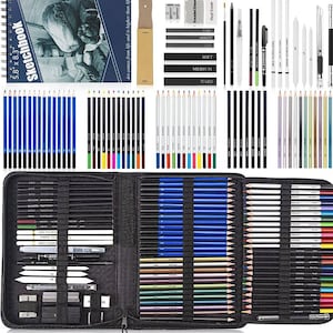 84 Pack Drawing Pencils Set With Sketchbook & Charcoal, Graphite ...