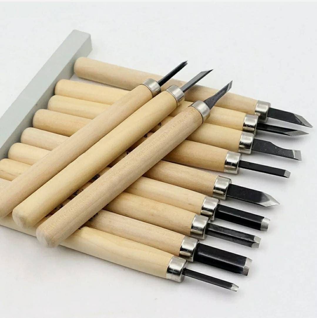 Wood Carving Hand Chisel Tool Set Professional Woodworking L 12 PCS ...