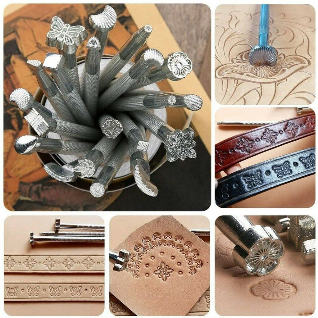 Set Leather Working Saddle Making Tools Carving Leather Craft Stamps ...