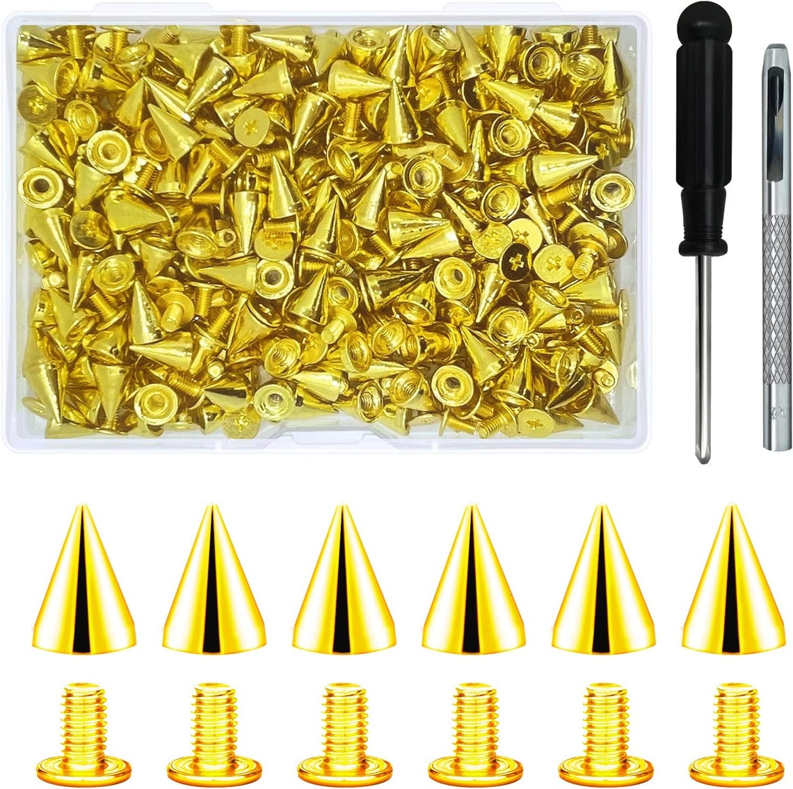 200 Sets 9.5mm Cone Spikes Metal Tree Spikes Screwback Studs - Etsy