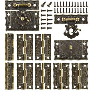 Antique Jewelry Box Latch Buckle Hinges and Corner Protectors ...