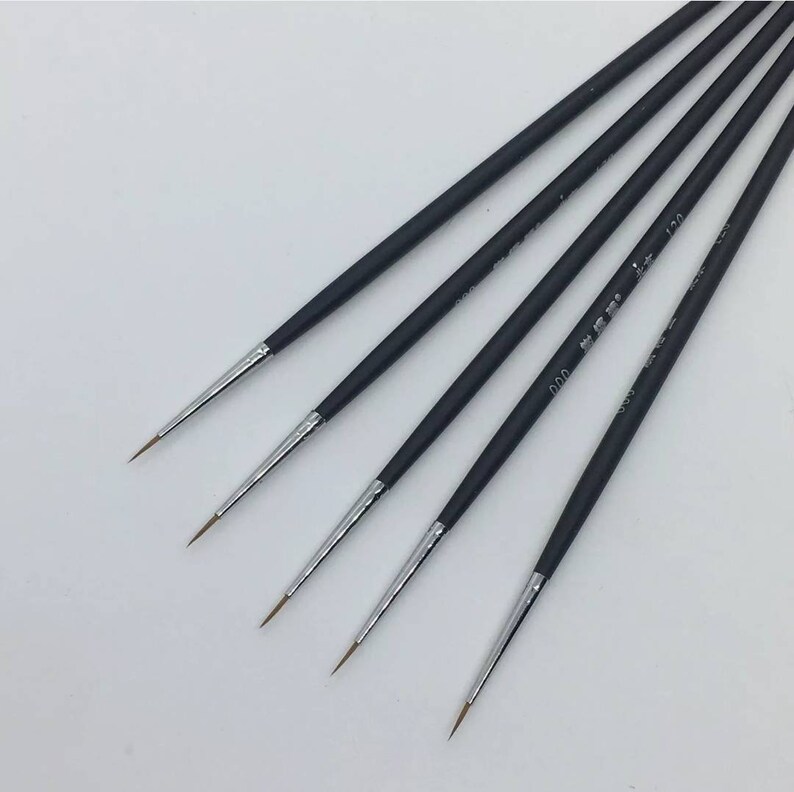 6/9pc Fan Artist Paint Brush Set for Watercolor Acrylic Extra Long ...