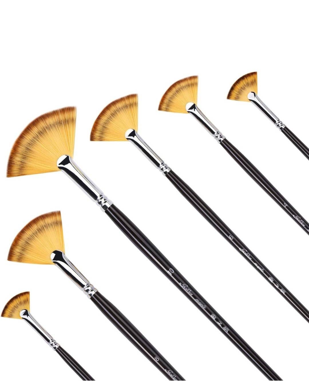 3/6/9pcs Fan Artist Paint Brush Set for Watercolor Acrylic Extra Long ...