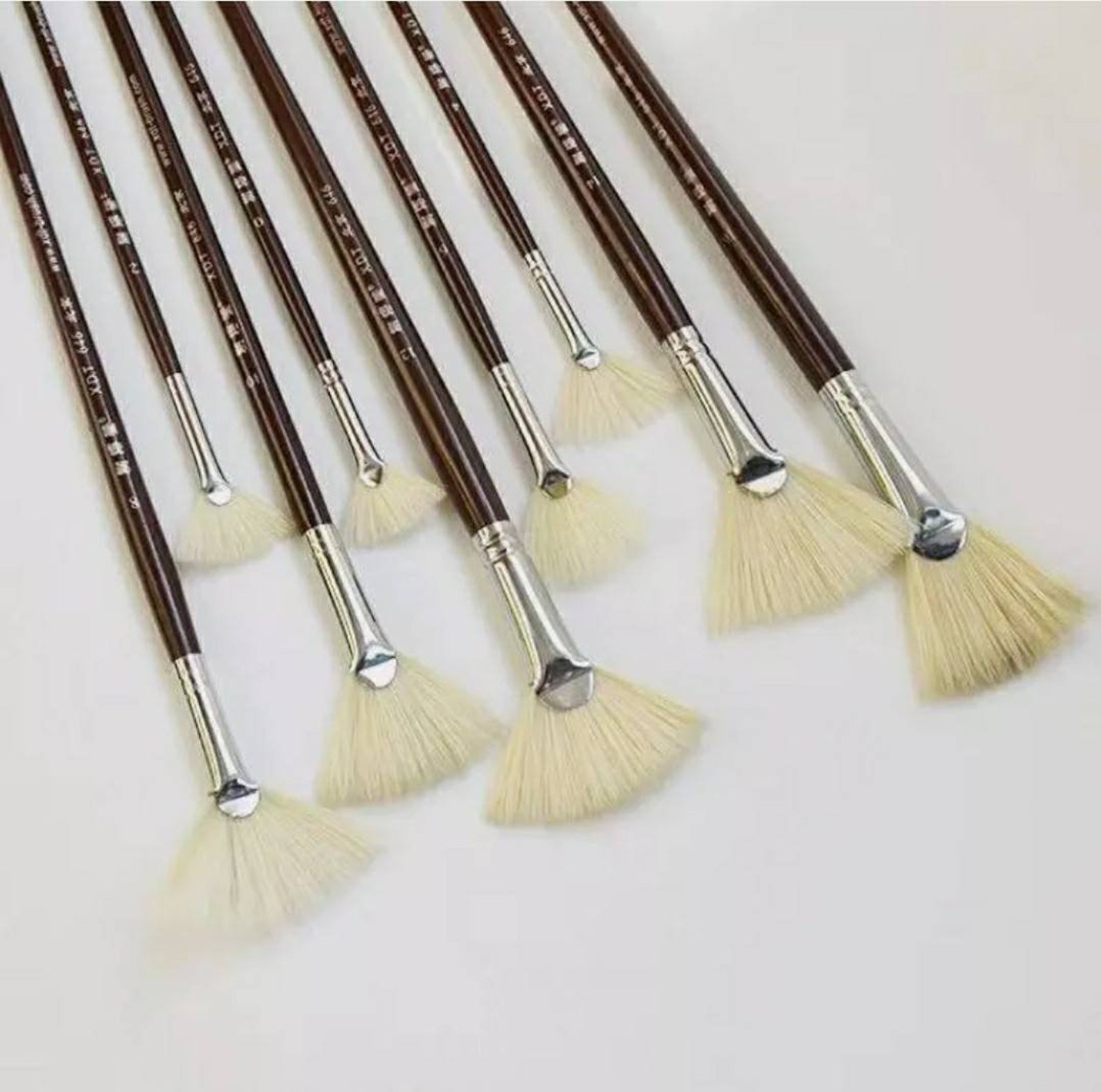 6/9pc Fan Artist Paint Brush Set for Watercolor Acrylic Extra Long ...