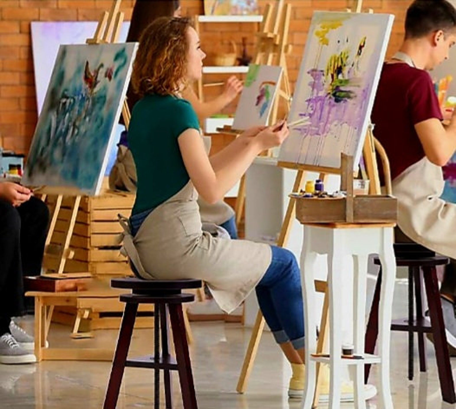 Height Adjustable Wooden Stool, Wood Artist Art Stool, Wood Drafting ...