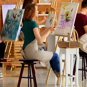 Height Adjustable Wooden Stool, Wood Artist Art Stool, Wood Drafting ...