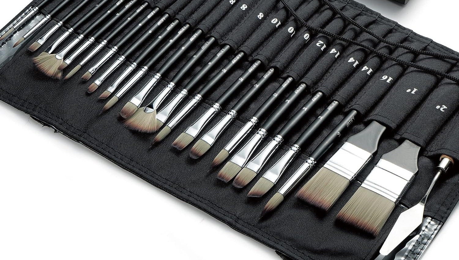 24 Pieces Paint Brush Set, Expert Series, Enhanced Synthetic Brush Set ...