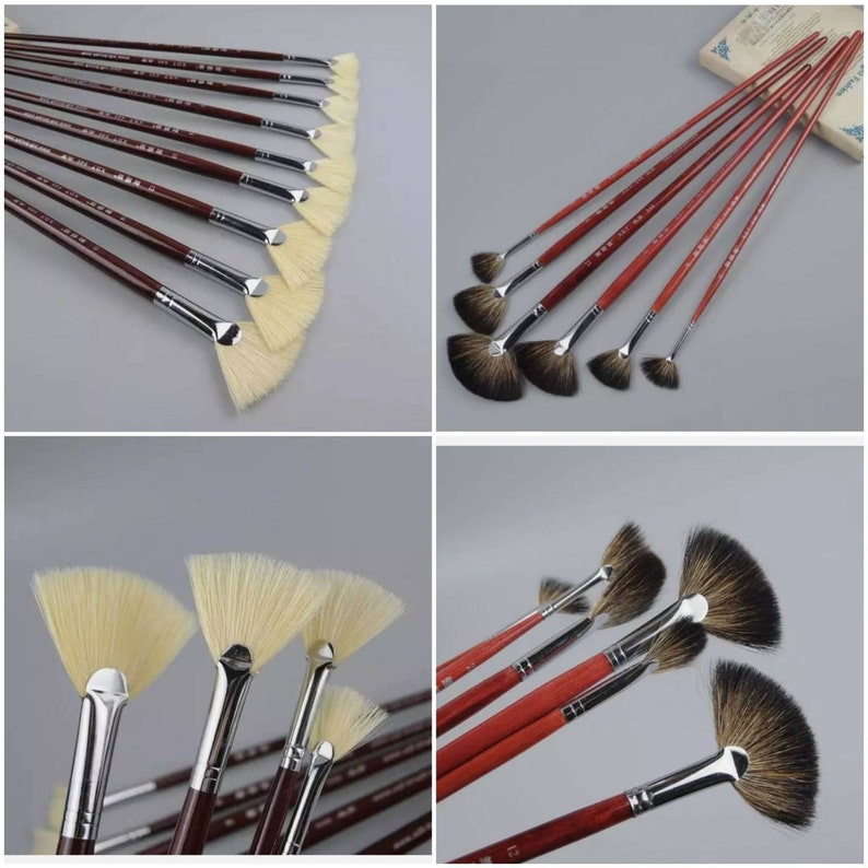 6/9pc Fan Artist Paint Brush Set for Watercolor Acrylic Extra - Etsy