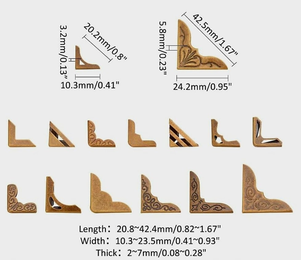 Metal Book Corner Edge Cover Guard Vintage Iron Corner Protector 60 Pcs ...