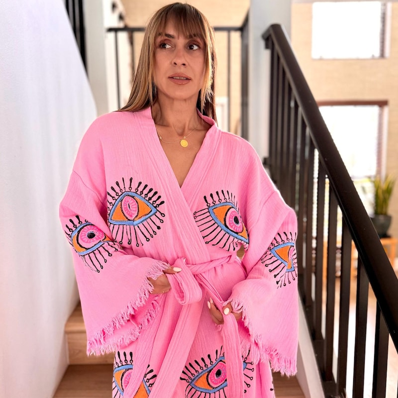 Pink and Orange Bath Robe - Etsy