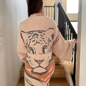 Double Layer Muslin Bathrobe in Tiger Design ,organic Woven Cotton ...