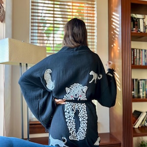 Boho Morning Robe, Organic Cotton Spa Robe, Bridal Robe, Evil Eye ...