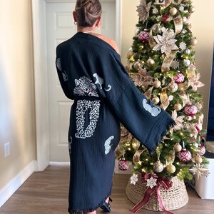 Boho Morning Robe, Organic Cotton Spa Robe, Bridal Robe, Evil Eye ...