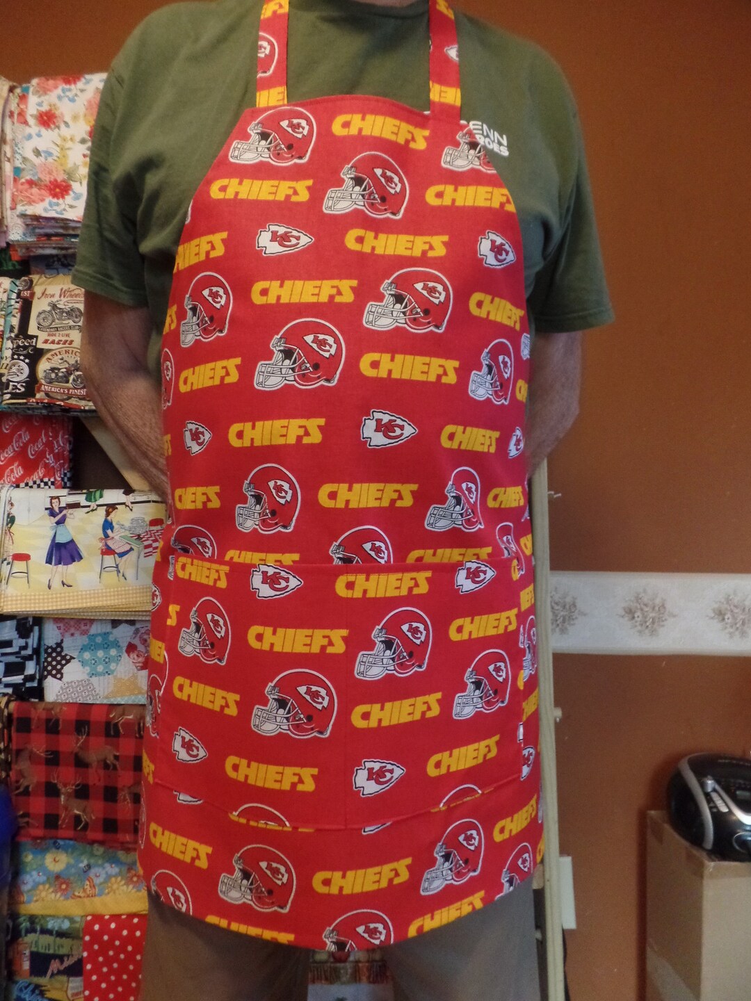 Handmade Kansas City CHIEFS BBQ Apron, Super Bowl Party Chef, One Size ...