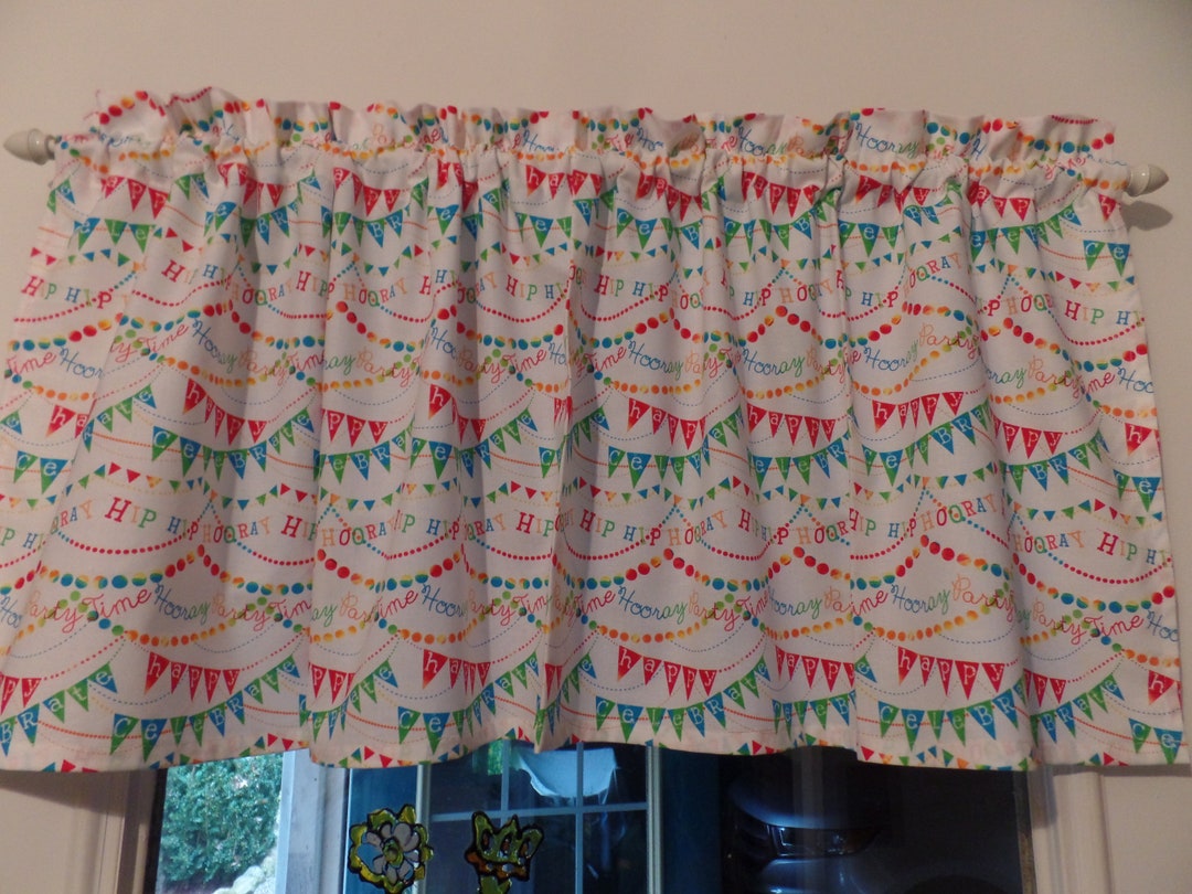 Handmade Celebration Banner Cotton Window Valance (42" W X 16" L) - Etsy