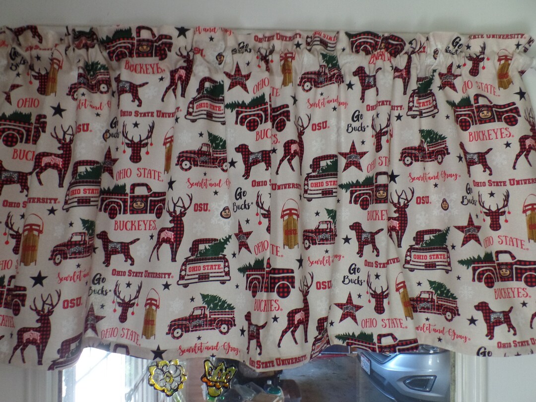 NCAA Sports Team Ohio State BUCKEYES, Handmade Window Topper Valance ...