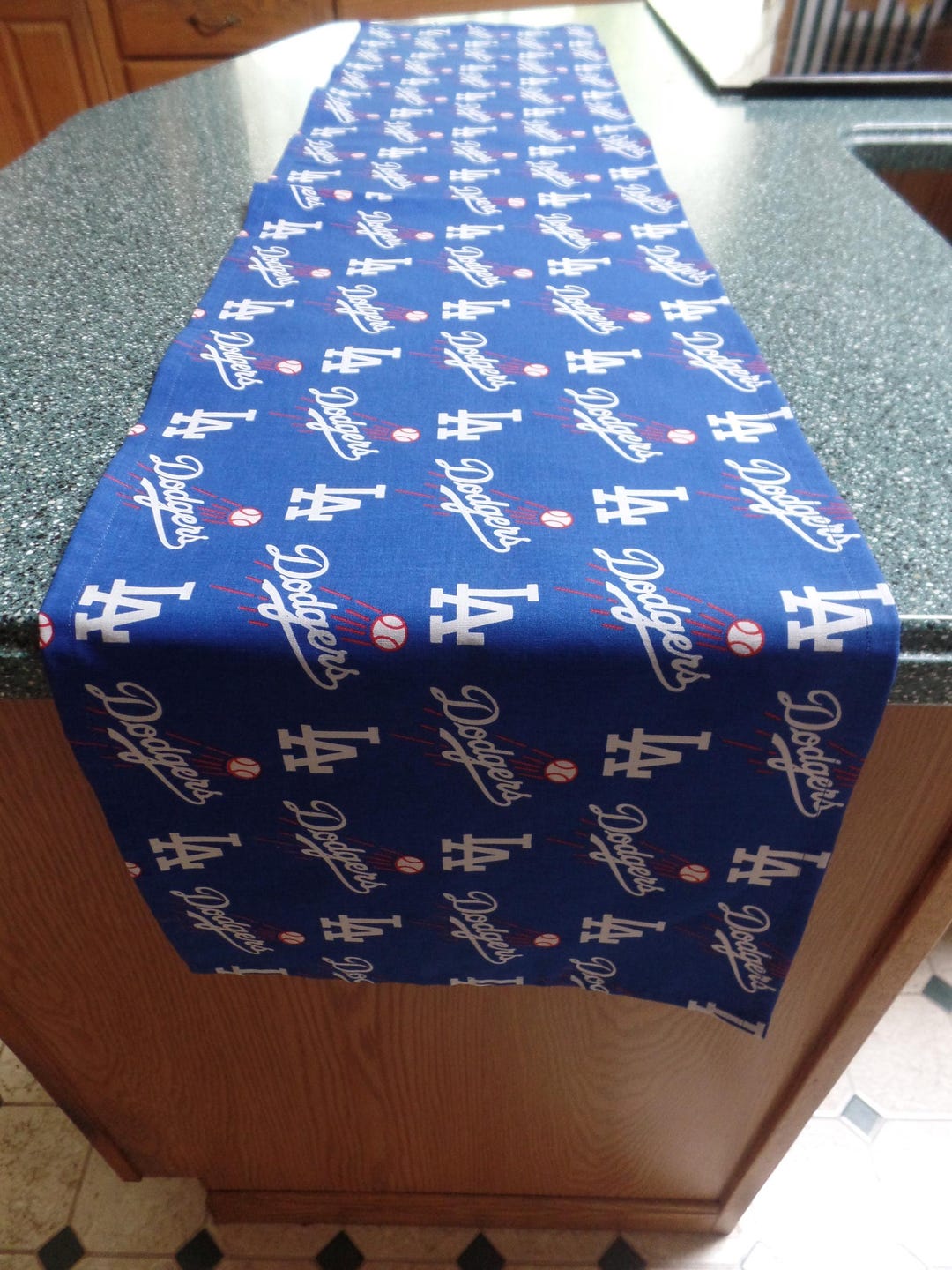 Handmade LA Dodgers Table Runner: Royal Blue Baseball Decor - Etsy