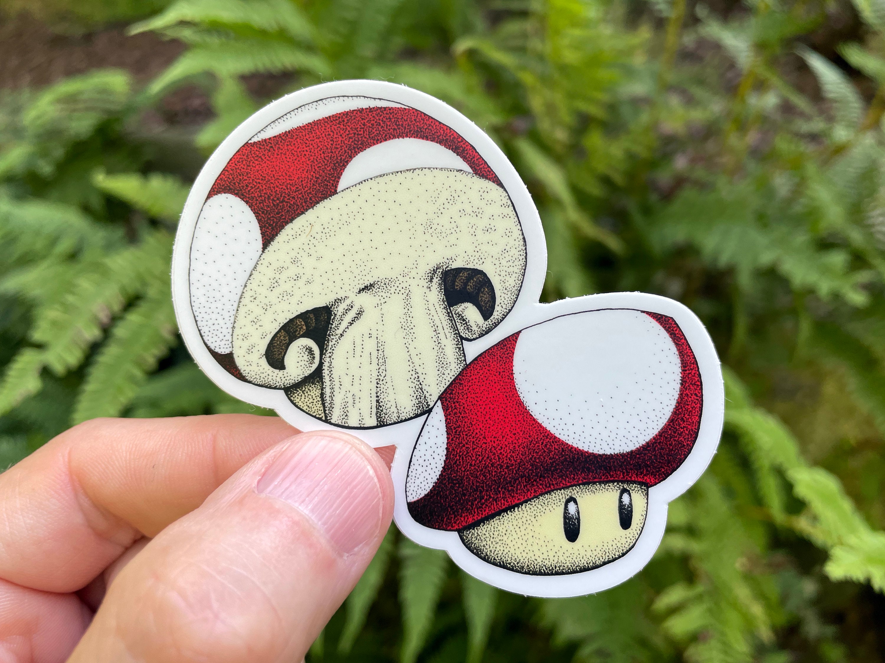 Mario Mushroom Vinyl Sticker — Habby Art - Whimsical Ink Drawings by ...