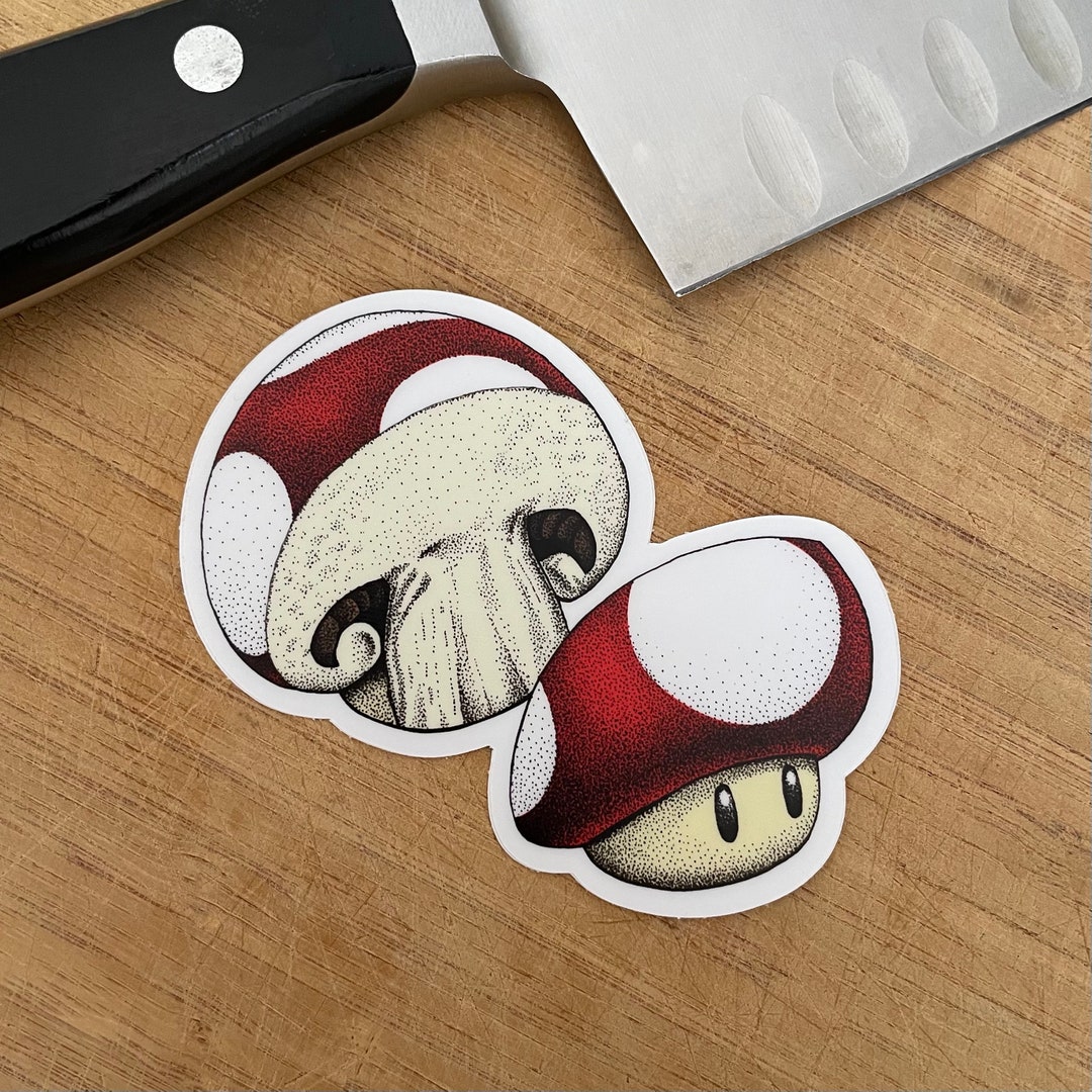 Magic Mushroom Vinyl Sticker, Pen and Ink Illustration, Funny Video ...
