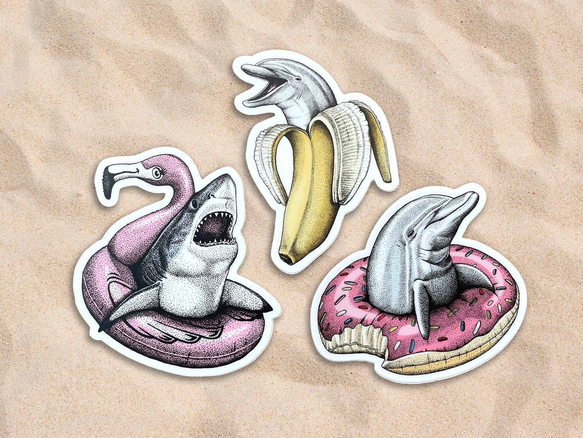 Pool Party Vinyl Sticker Pack Pen and Ink Illustration Funny | Etsy