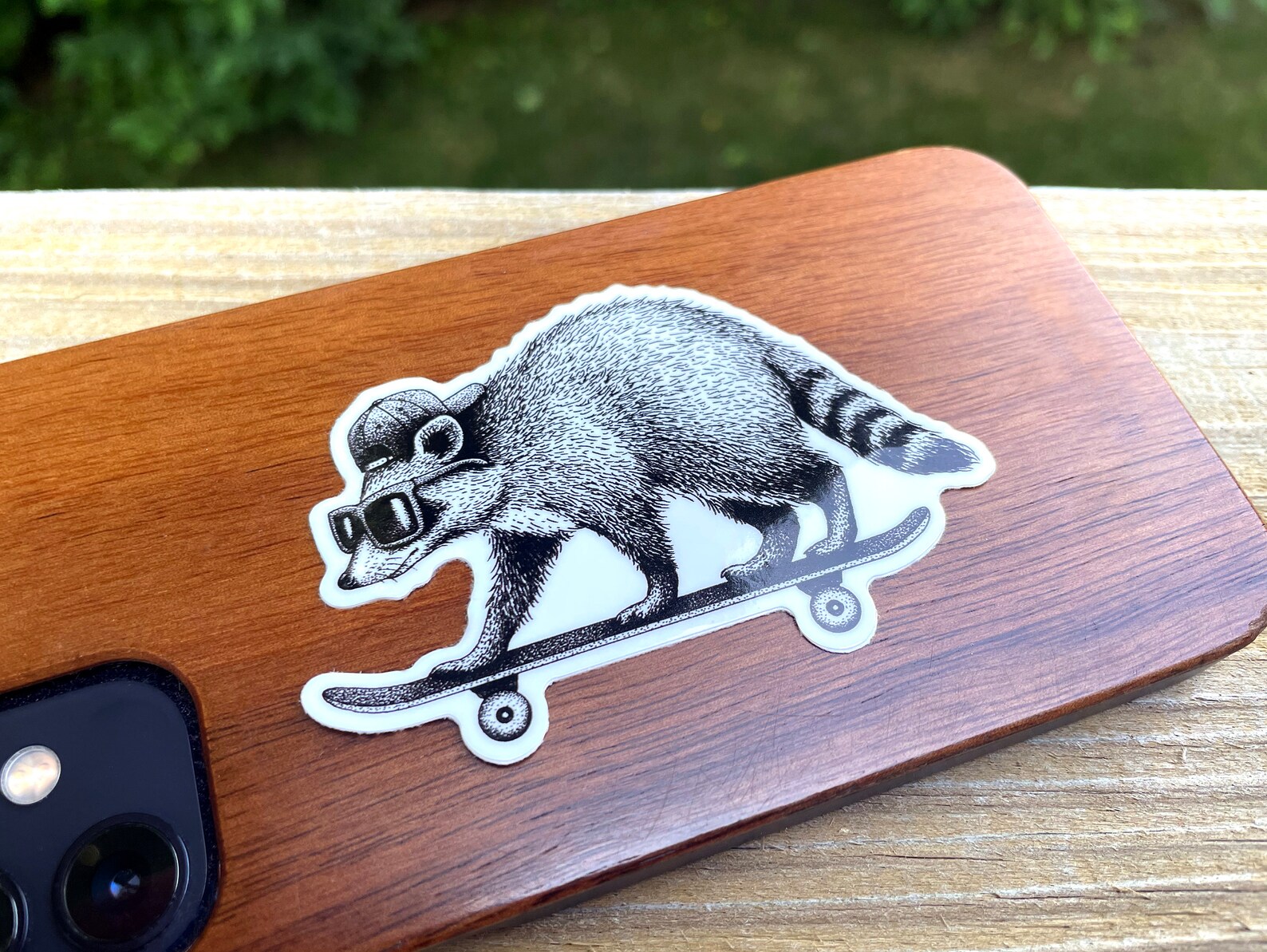 Raccoon Skateboarding Vinyl Sticker Pen and Ink Illustration - Etsy