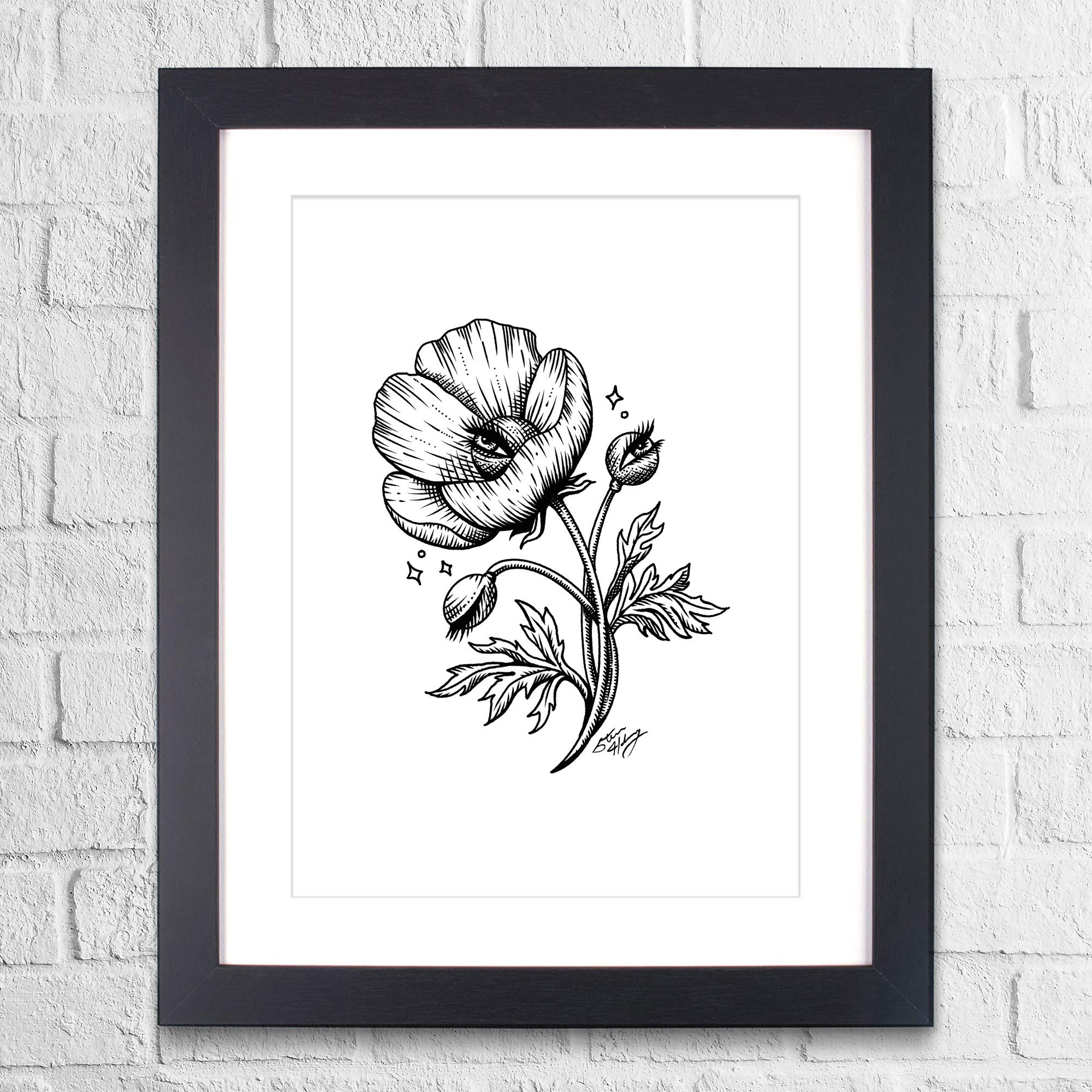Sleepy Poppy Print — Habby Art - Whimsical Ink Drawings by Steve Habersang