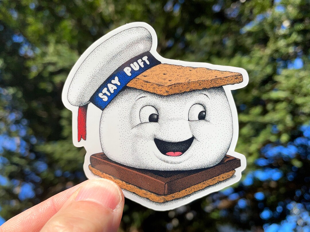 Stay Puft Smore Vinyl Sticker, Pen and Ink Illustration, Funny Animal ...
