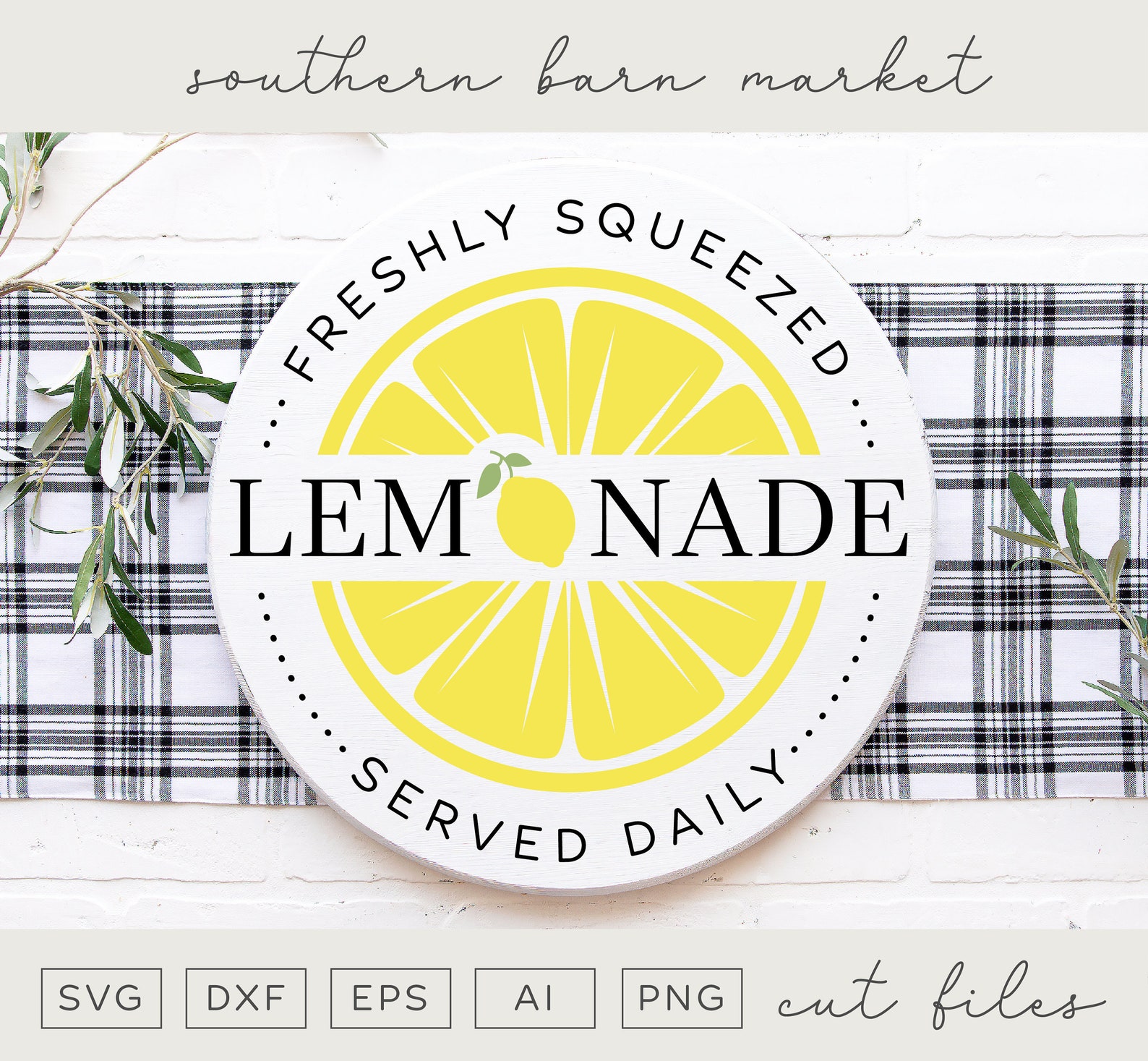 Freshly Squeezed Lemonade Svg Farmhouse Svg Country Svg Etsy