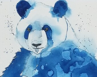 Panda Ink Painting - Etsy