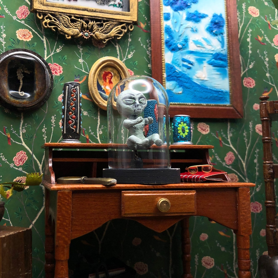 Miniature Grey Alien Baby Specimen in a Glass Dome in 1:12 Scale - Etsy