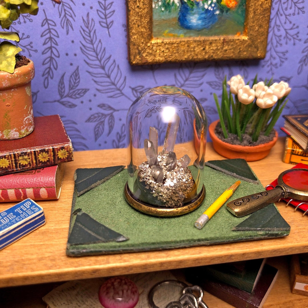 Miniature Crystal Chunk in Glass Dome in 1:12 Scale Sarah - Etsy