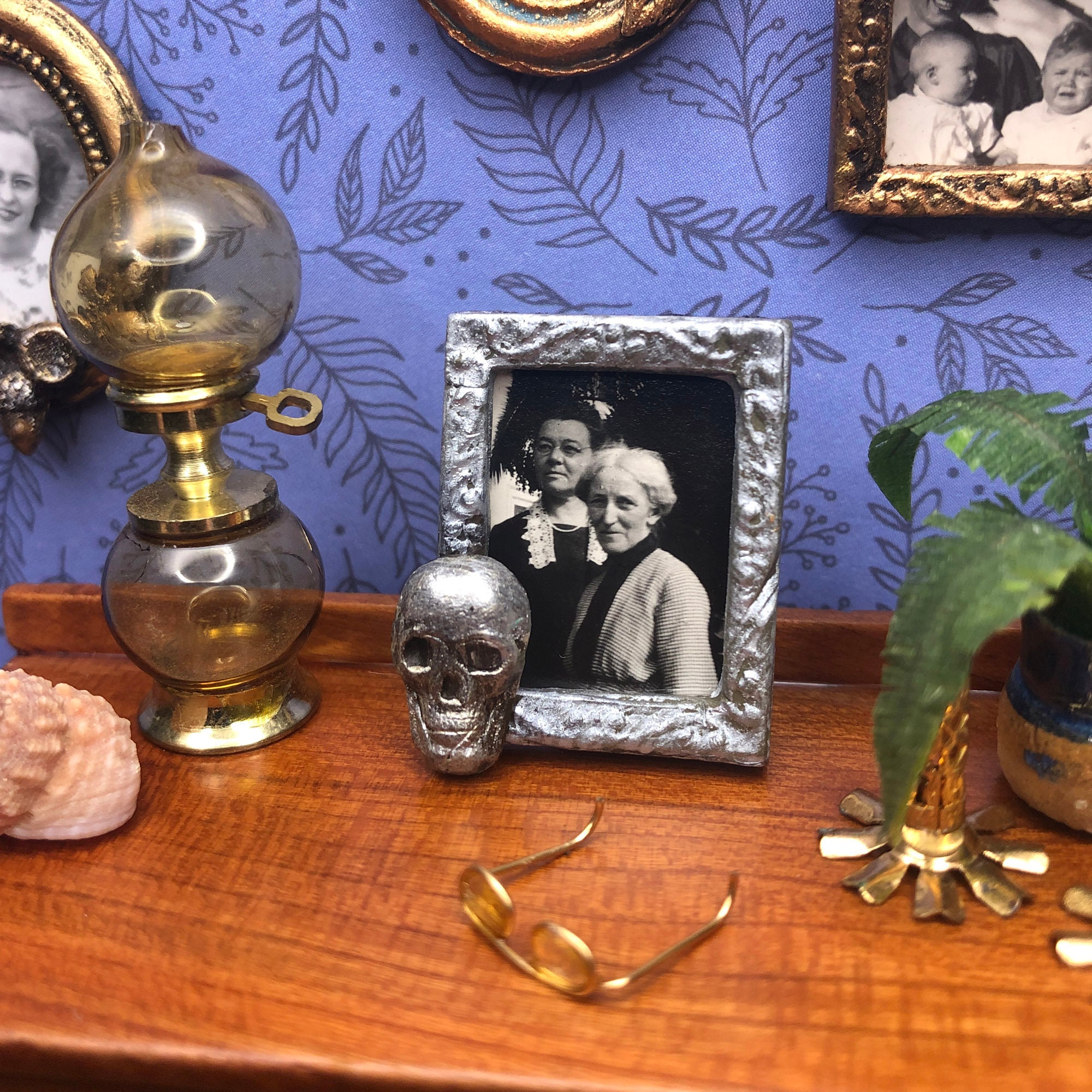 One Miniature Antique Photo in a Fancy Metallic Frame in 1:12 Scale - Etsy