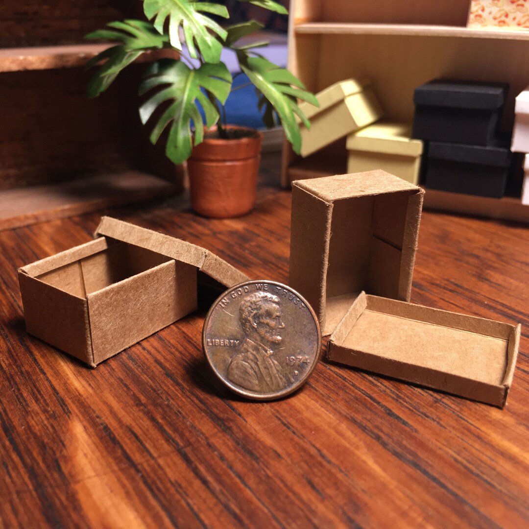 Kit of 8 Miniature Cardboard Boxes for Shoes Photos Storage in 1:12 ...
