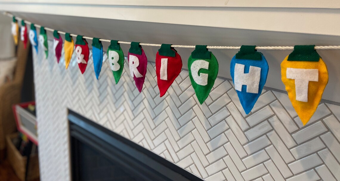 Merry and Bright Holiday Light Garland - Etsy