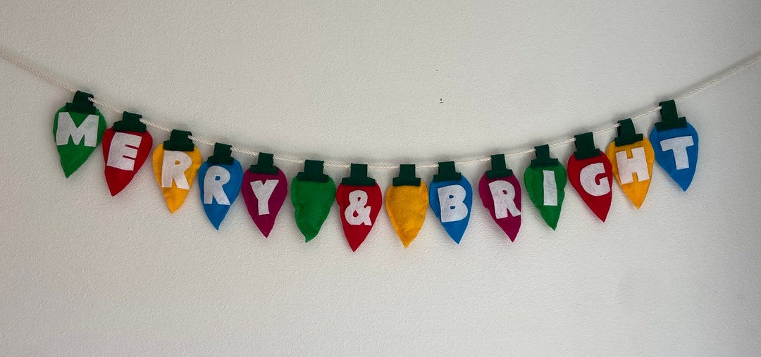 Merry and Bright Holiday Light Garland - Etsy