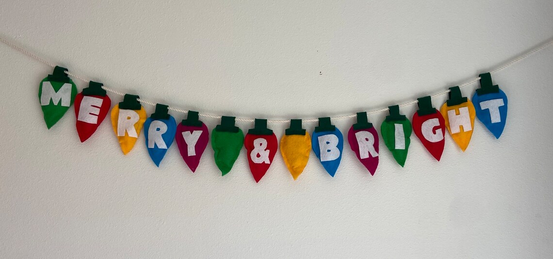 Merry and Bright Holiday Light Garland - Etsy