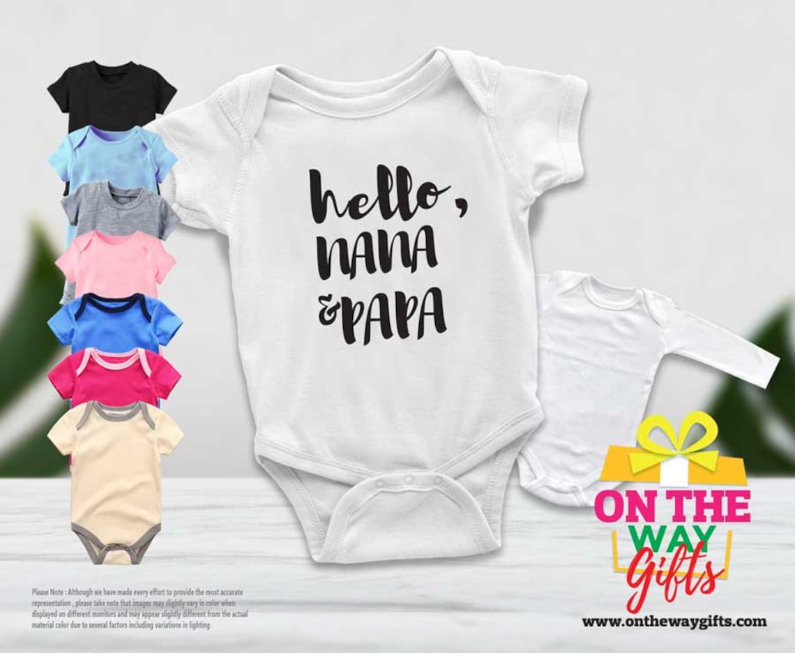 Hello nana and papa Custom Print Baby Onesie® personalised | Etsy