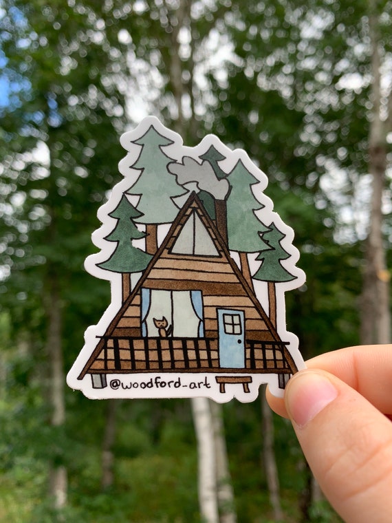 A-frame in the Woods Sticker - Etsy