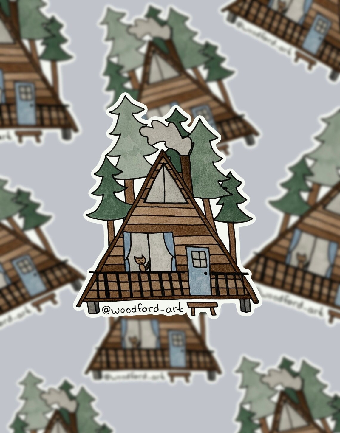 A-frame in the Woods Sticker - Etsy