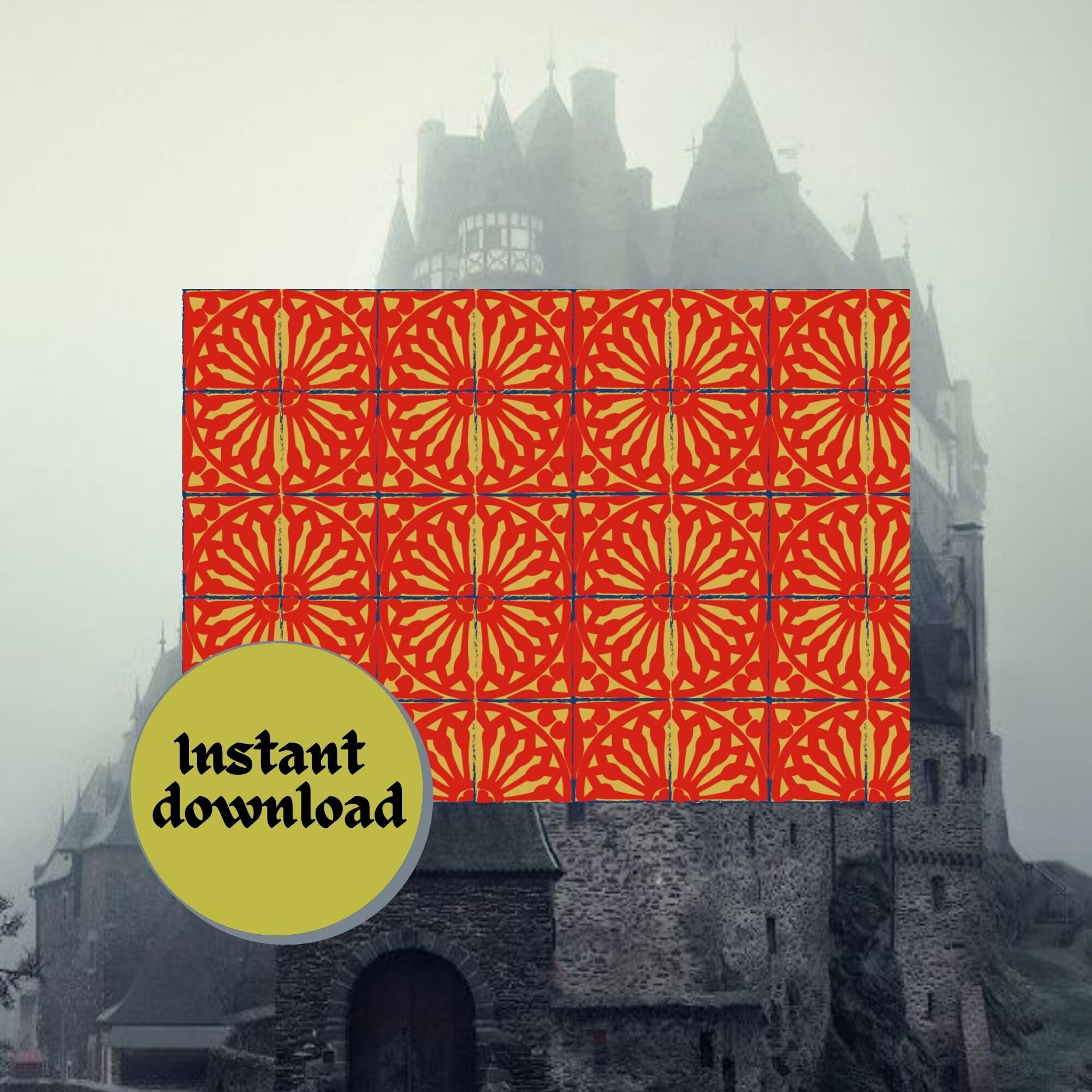 Medieval Wrapping Paper Medieval Tile Wrapping Paper Larp Cosplay ...