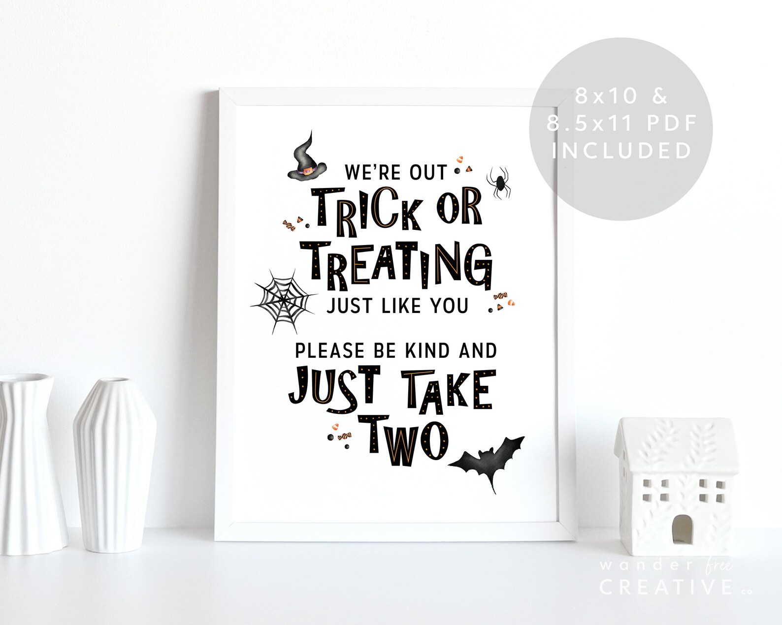 Halloween Trick or Treating Door Sign, Halloween Candy Sign Printable ...