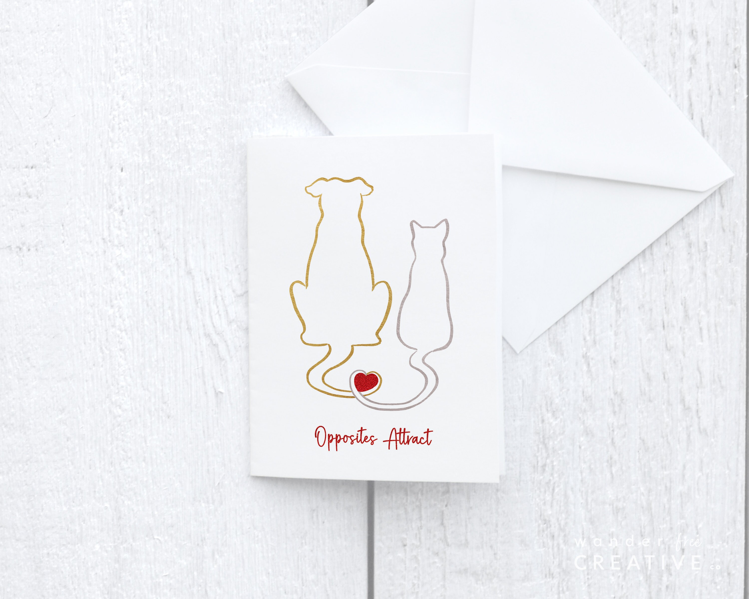 PRINTABLE Card Opposites Attract Dog and Cat Valentine Card Valentines ...