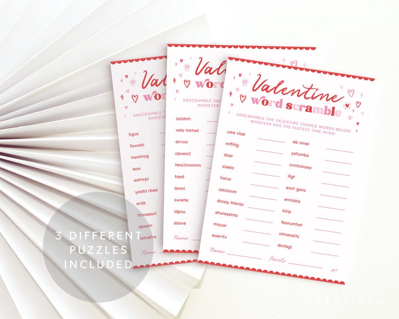 Valentine Word Scramble, Printable Valentine’s Day Game Bundle ...