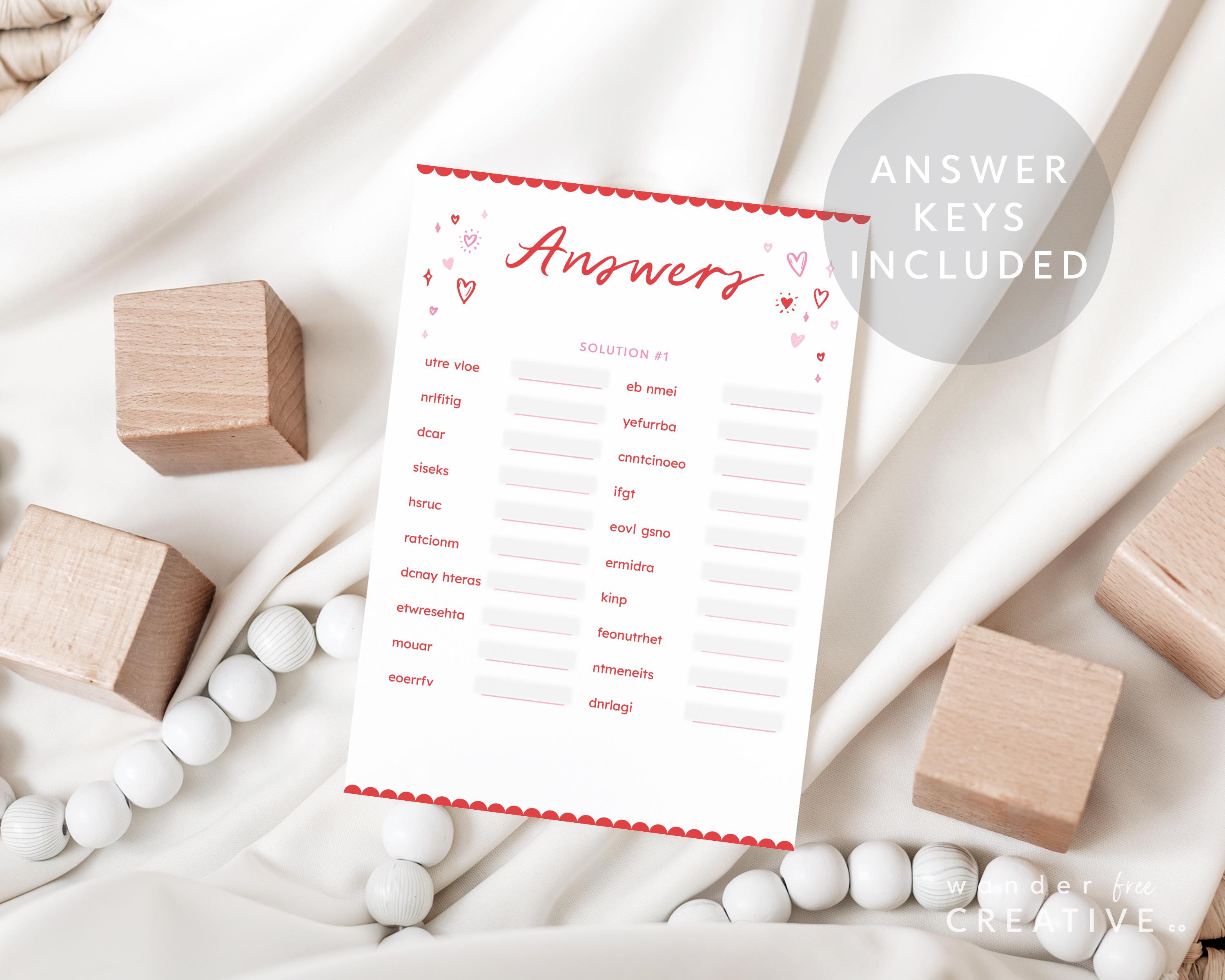 Valentine Word Scramble, Printable Valentine’s Day Game Bundle ...
